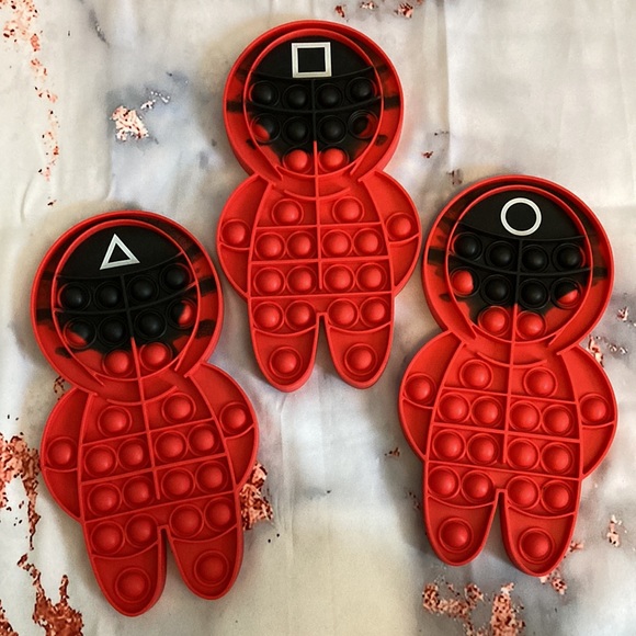 Games | Squid Game Guards Push Pop It Fidget Toy Dimple Bubble Popper ...